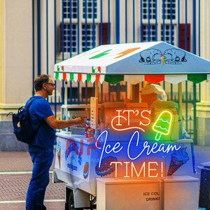 It's Ice Cream Time Neon Sign, Ice Cream Neon Sign, Welcome Sign, Open ...
