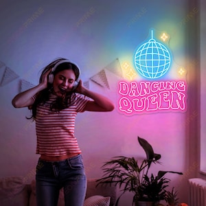 Dancing Queen Neon Sign Disco Ball Neon Sign Dancing Party Light Neon ...