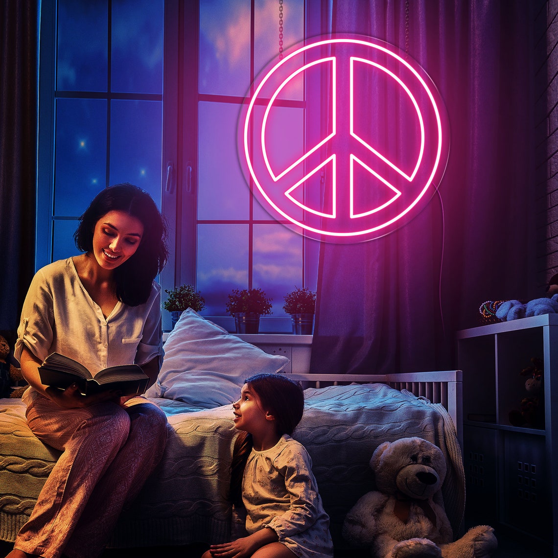 Neon Sign Peace Symbol, Peace Neon Sign, Peace Led Sign, Peace Light ...