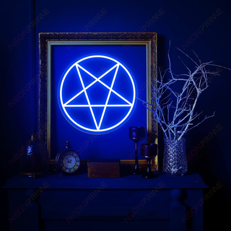 Led Inverted Pentagram Sign LED Light Pentagram Shaped Sign Decoration ...