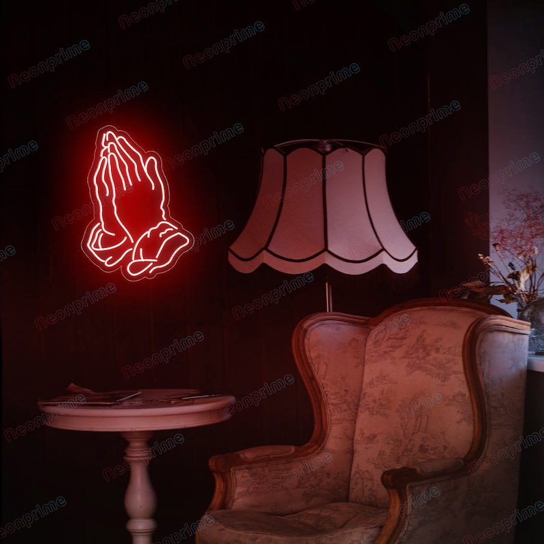 Praying Hand Neon Sign,neon Sign Decor,personalized Wedding,hand of God ...