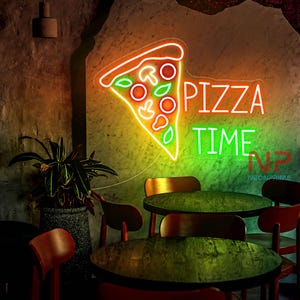 Pizza Time Neon Sign, Pizza Led Neon Sign, Restaurant Sign, Kitchen ...