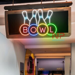 Bowling Neon Sign Bowling Shop Open Sign for Business Bowling Decor ...