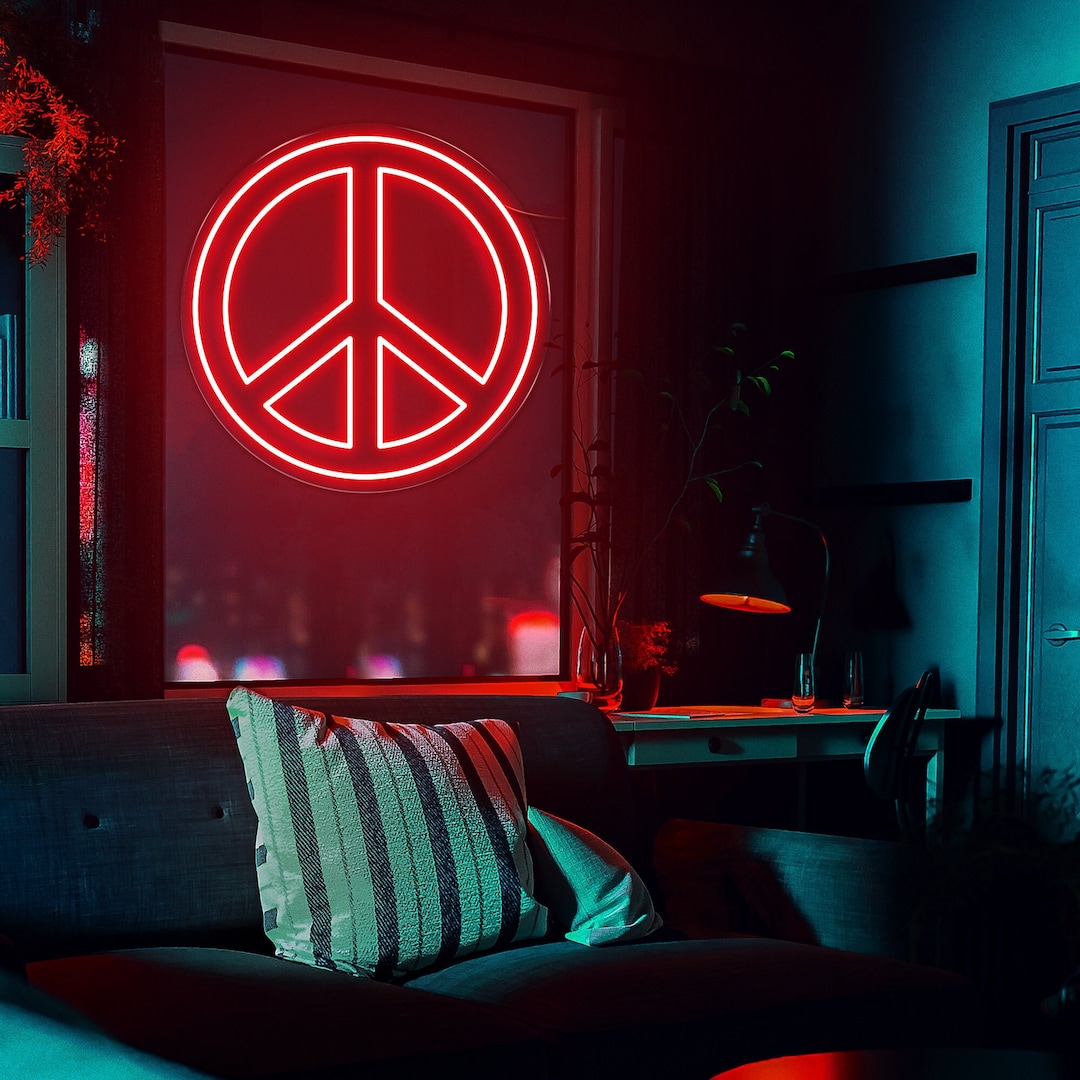 Neon Sign Peace Symbol, Peace Neon Sign, Peace Led Sign, Peace Light ...
