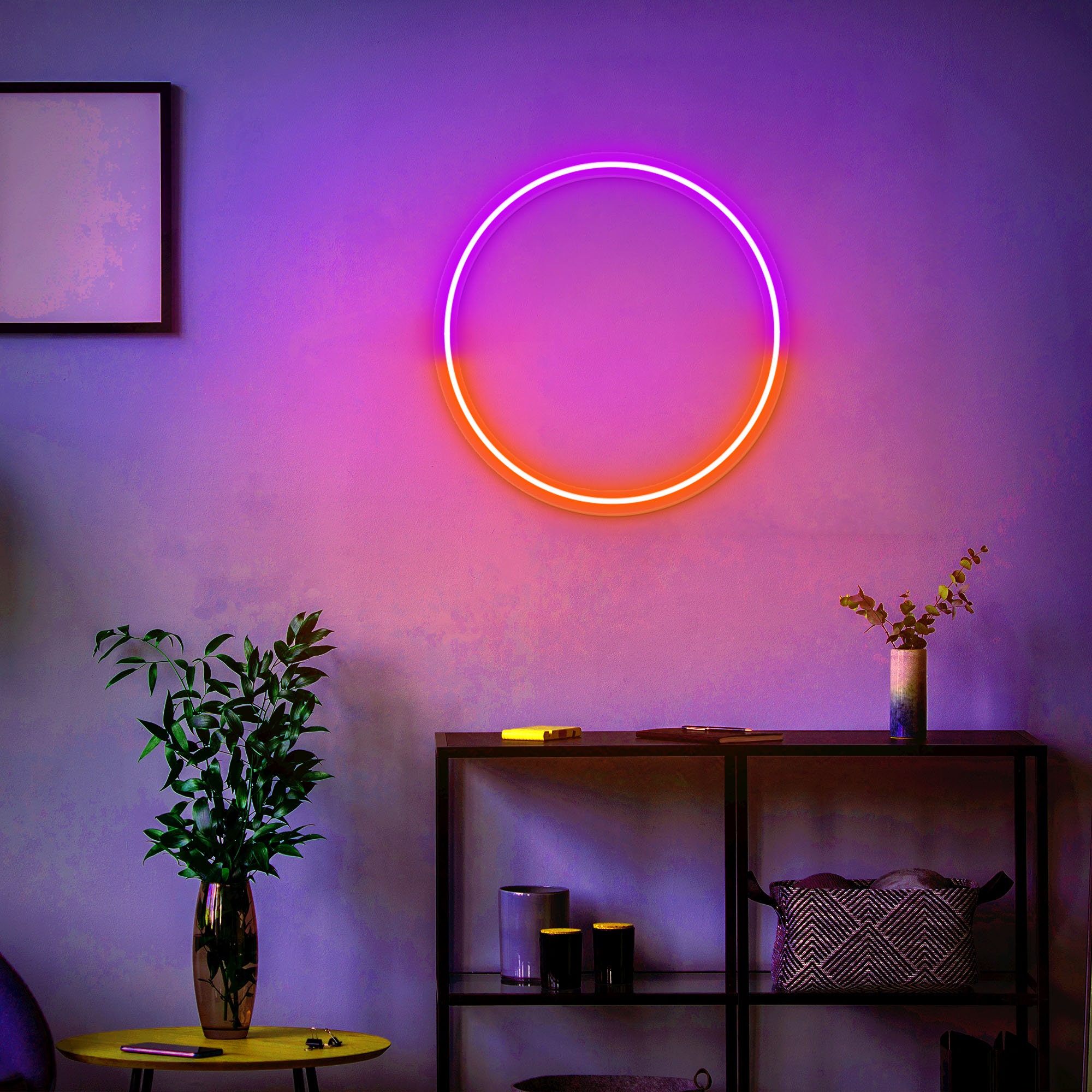 Circle LED Neon Sign, Zen Circle Neon Sign, Mixed-color Japanese Enso ...