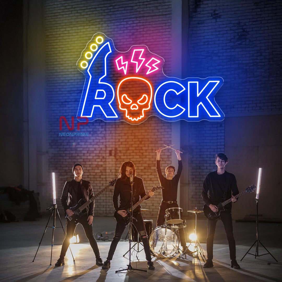 Rock Neon Sign, Rock and Roll Neon Light, Music Neon Sign, Custom Music ...