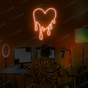 Heart Decoration Led Neon Sign, Dripping Heart Neon Sign, Neon Heart ...