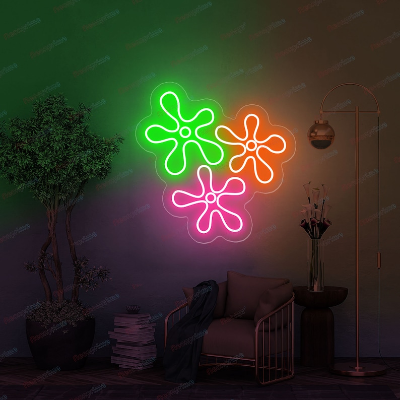 Spongebob Flower Neon Sign Flower Neon Sign Wedding Neon - Etsy