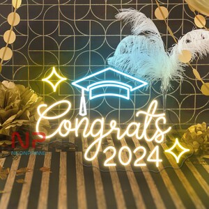 Congrats 2024 Neon Sign Congratulations Led Sign Graduation Party Sign ...