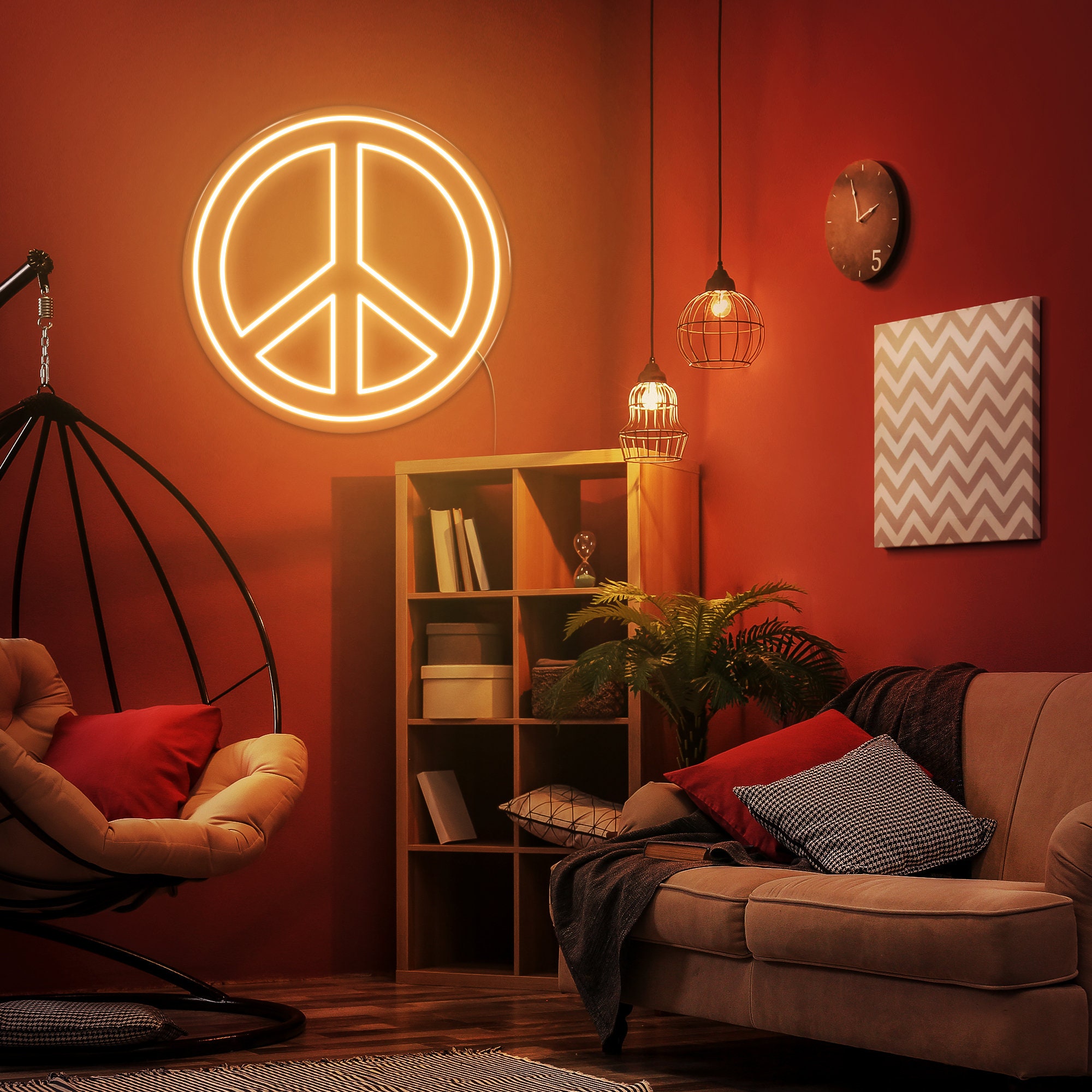 Neon Sign Peace Symbol, Peace Neon Sign, Peace Led Sign, Peace Light ...
