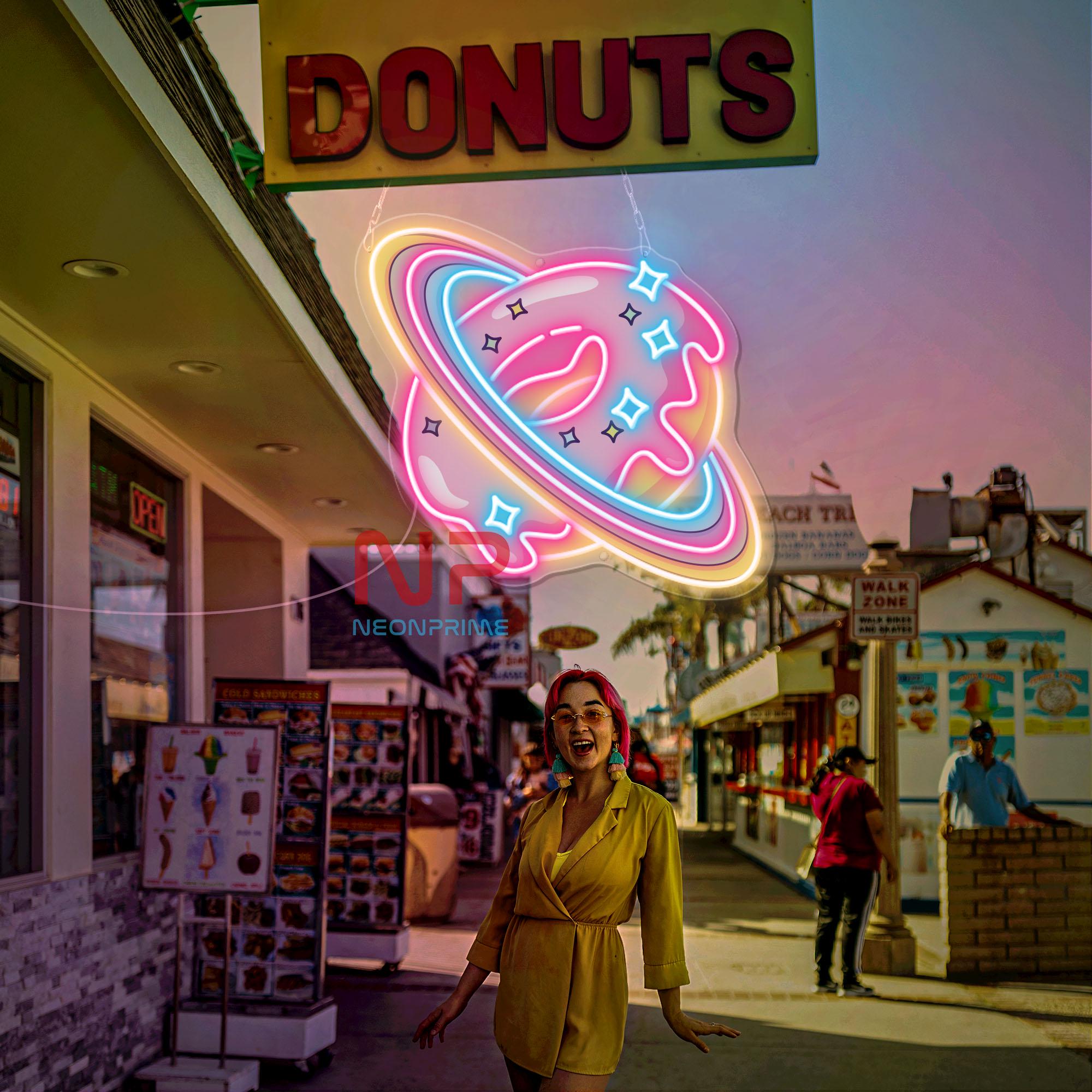 Donut Open Neon Sign, Sweet Food Sign, Donut Planet Sign, Bakery Shop ...