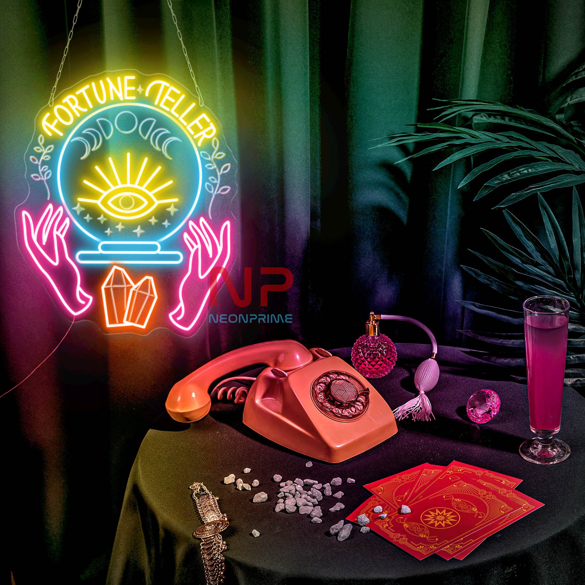 Fortune Teller Neon Sign, Tarot Shop Decor, Custom Neon Sign, Crystal ...