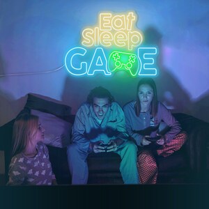 Sleep Eat Game Neon Sign Custom Game Room LED Neon Sign Birthday Gift ...