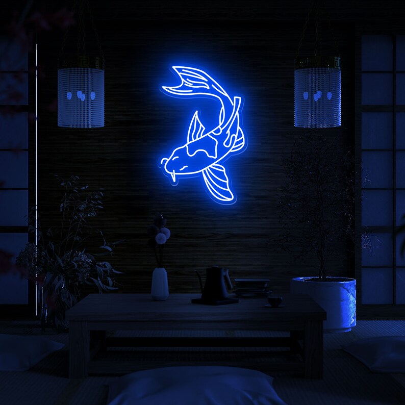 Koi Fish Neon Sign, Japanese Neon Sign, Custom Japan Neon Sign, Koi ...