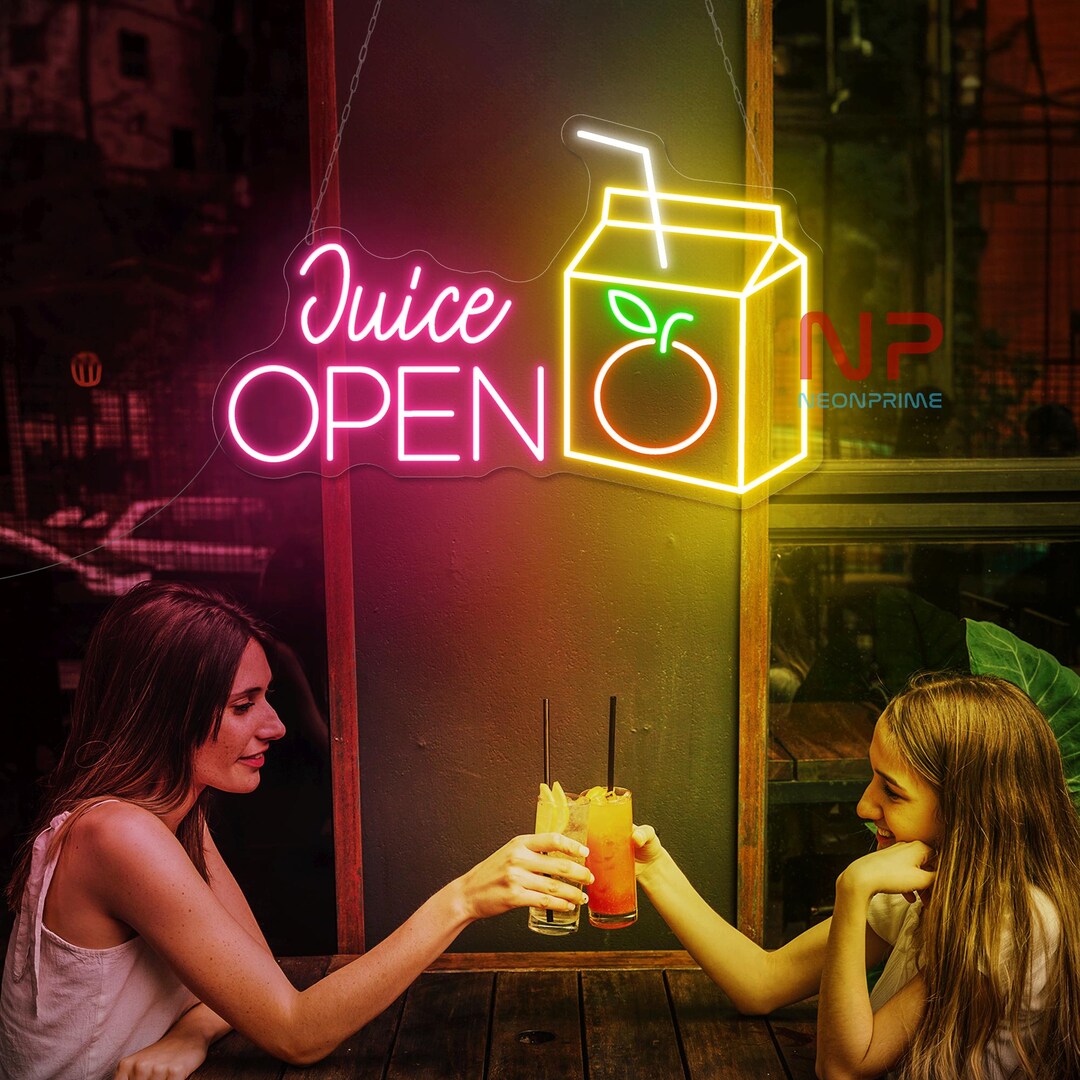 Juice Neon Sign Juice Open Led Sign Orange Juice Neon Lights Juice ...