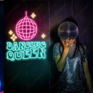 Dancing Queen Neon Sign Disco Ball Neon Sign Dancing Party Light Neon ...