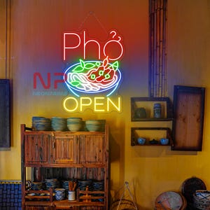 Pho Open Neon Sign Pho Wall Sign Vietnamese Food Neon Sign Vietnamese ...