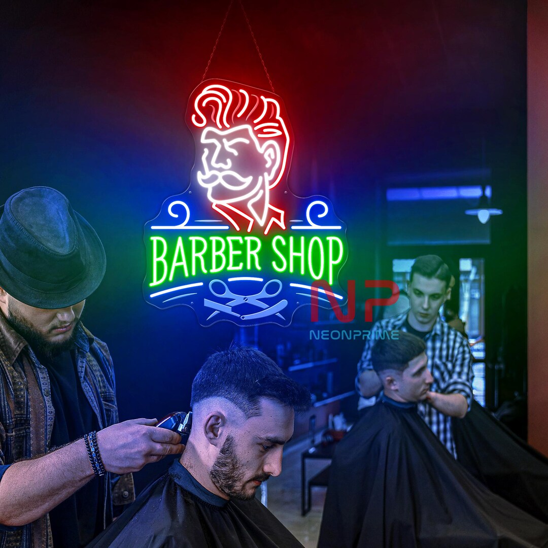 Barber Shop Neon Sign, Hair Cut Neon Sign, Barber Open Shop ...