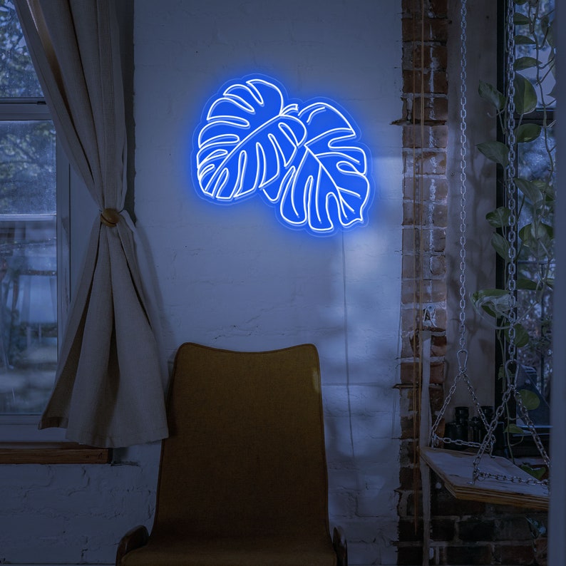 Monstera Leaf Neon Signs, Plant Neon Sign, Custom Neon Sign, Green Leaf ...