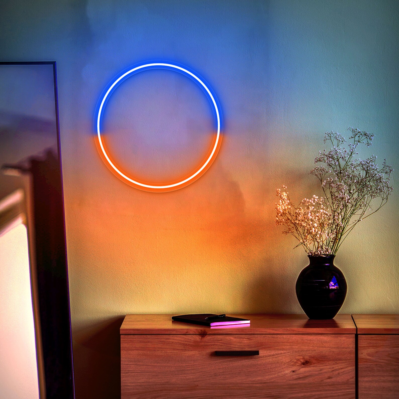 Circle LED Neon Sign, Zen Circle Neon Sign, Mixed-color Japanese Enso ...