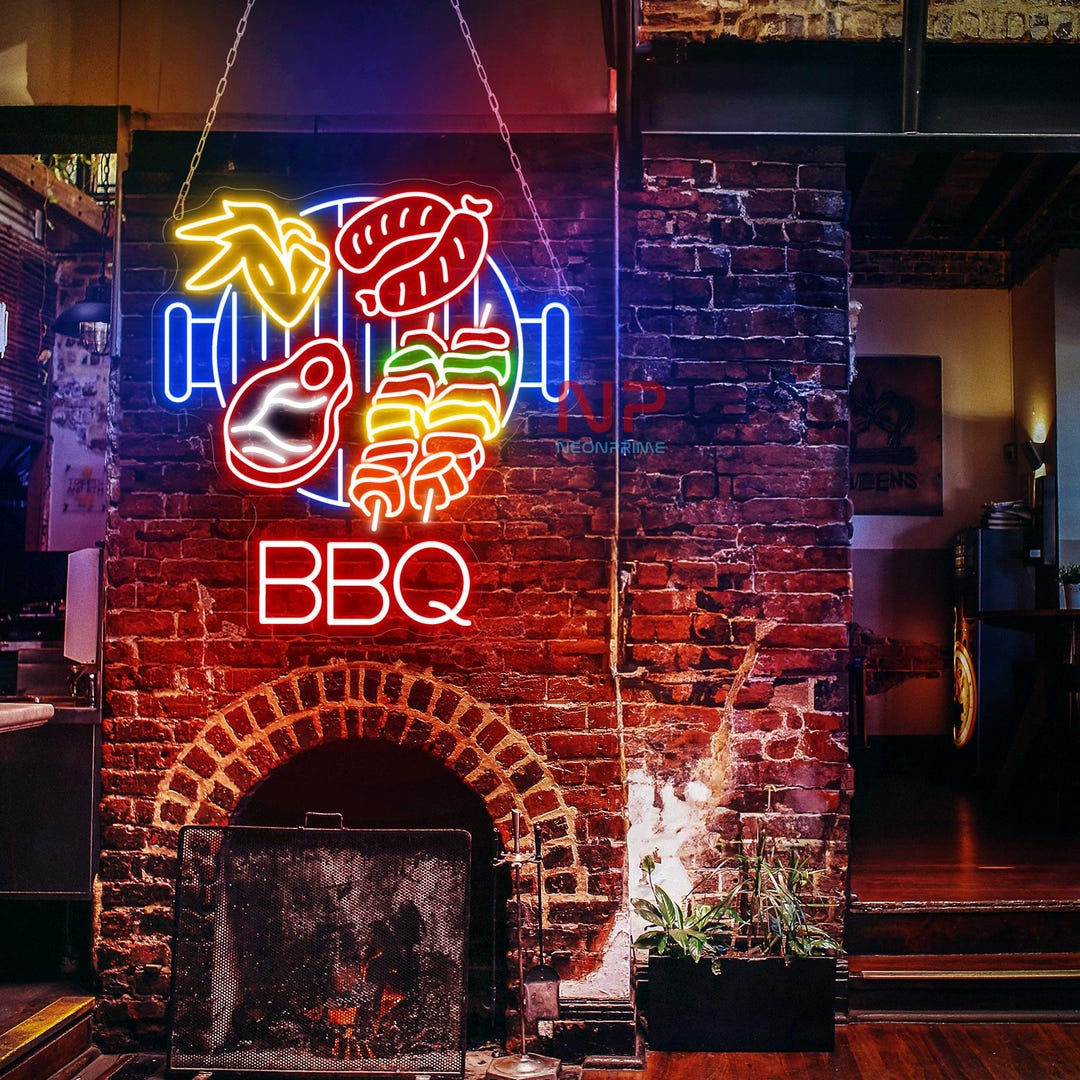BBQ Neon Sign, Barbecue Open Neon Sign, BBQ Party Decor, Barbecue Decor Sign, Open Neon Sign ...