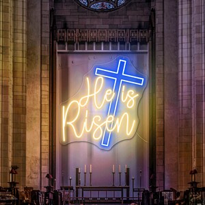 He is Risen Neon Sign Cross Neon Sign He is Risen Led Sign Custom Neon ...