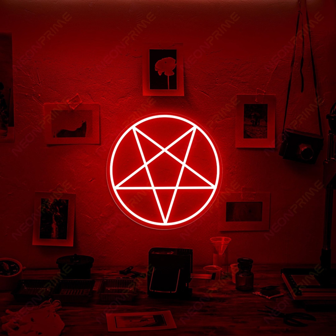 Led Inverted Pentagram Sign LED Light Pentagram Shaped Sign Decoration ...