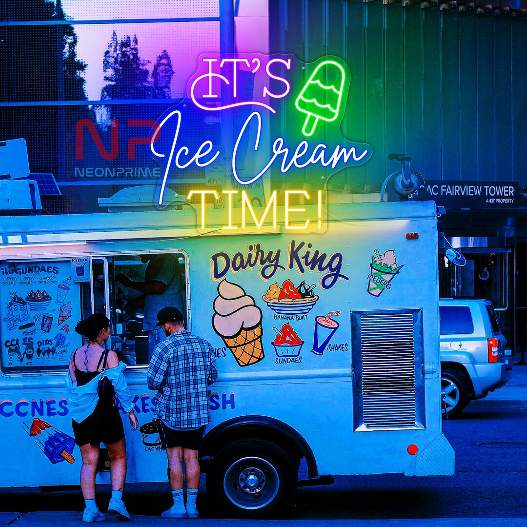 It's Ice Cream Time Neon Sign, Ice Cream Neon Sign, Welcome Sign, Open ...