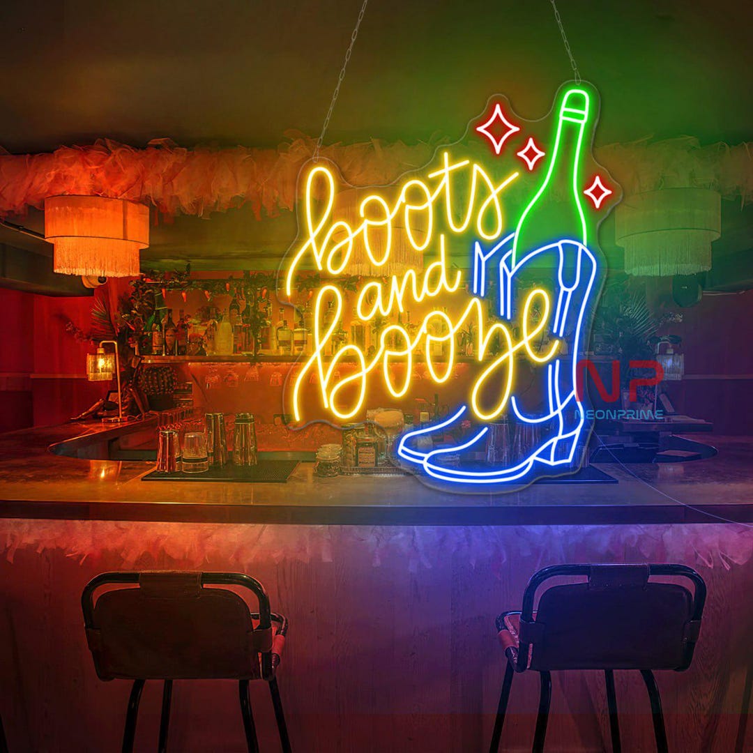 Boots and Boobe Neon Sign Cowgirl Boots Neon Sign Boots and Boobe ...