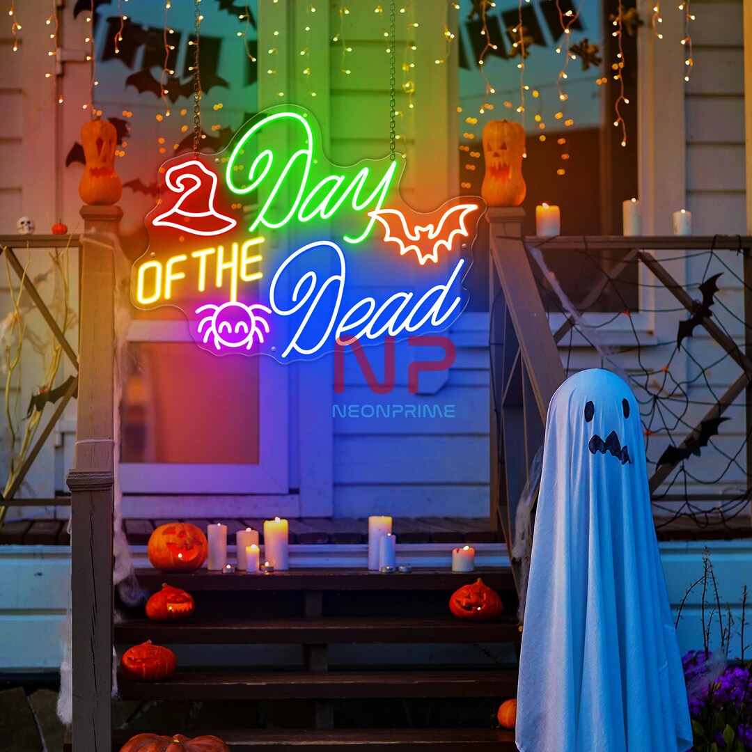 Day of the Dead Neon Sign, Halloween Decor Sign, Halloween Wall Decor ...