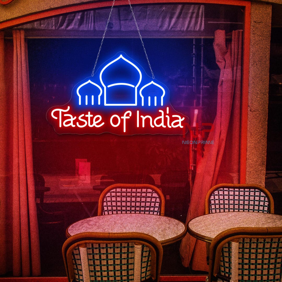Taste of Indian Neon Sign, Indian Food Sign, Opening Gift, Restaurant ...