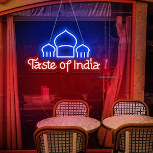 Taste of Indian Neon Sign, Indian Food Sign, Opening Gift, Restaurant ...