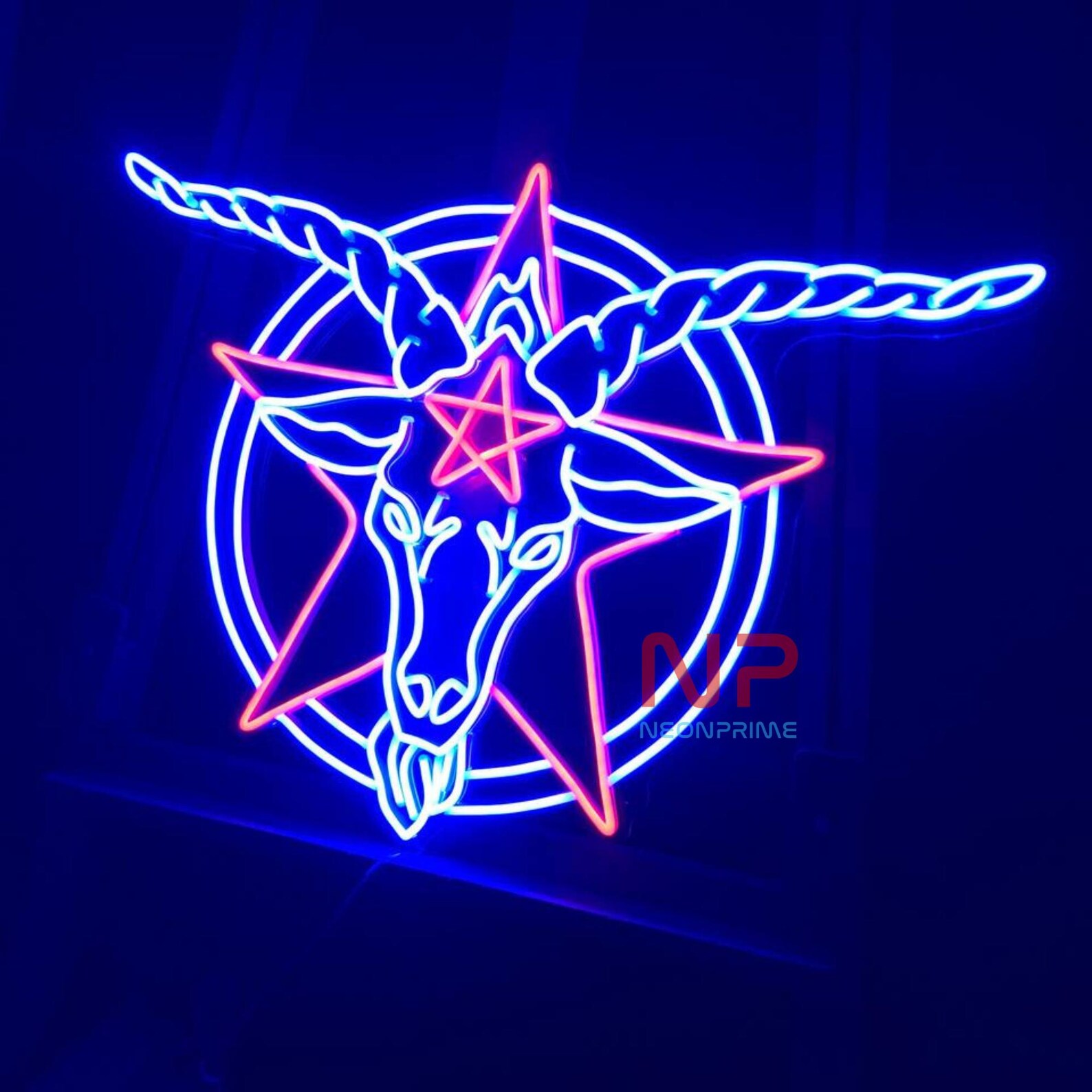 Baphomet Hand Leuchtreklame, Baphomet Pentagramm Leuchtreklame, Gothic ...