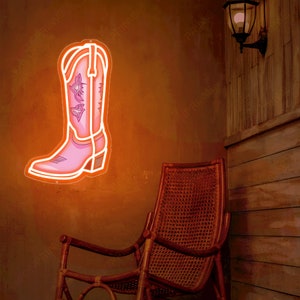 Cowgirl Boots Neon Sign Cowgirl Hat Led Sign Boots and Hat Western Home ...