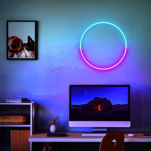 Circle LED Neon Sign, Zen Circle Neon Sign, Mixed-color Japanese Enso ...