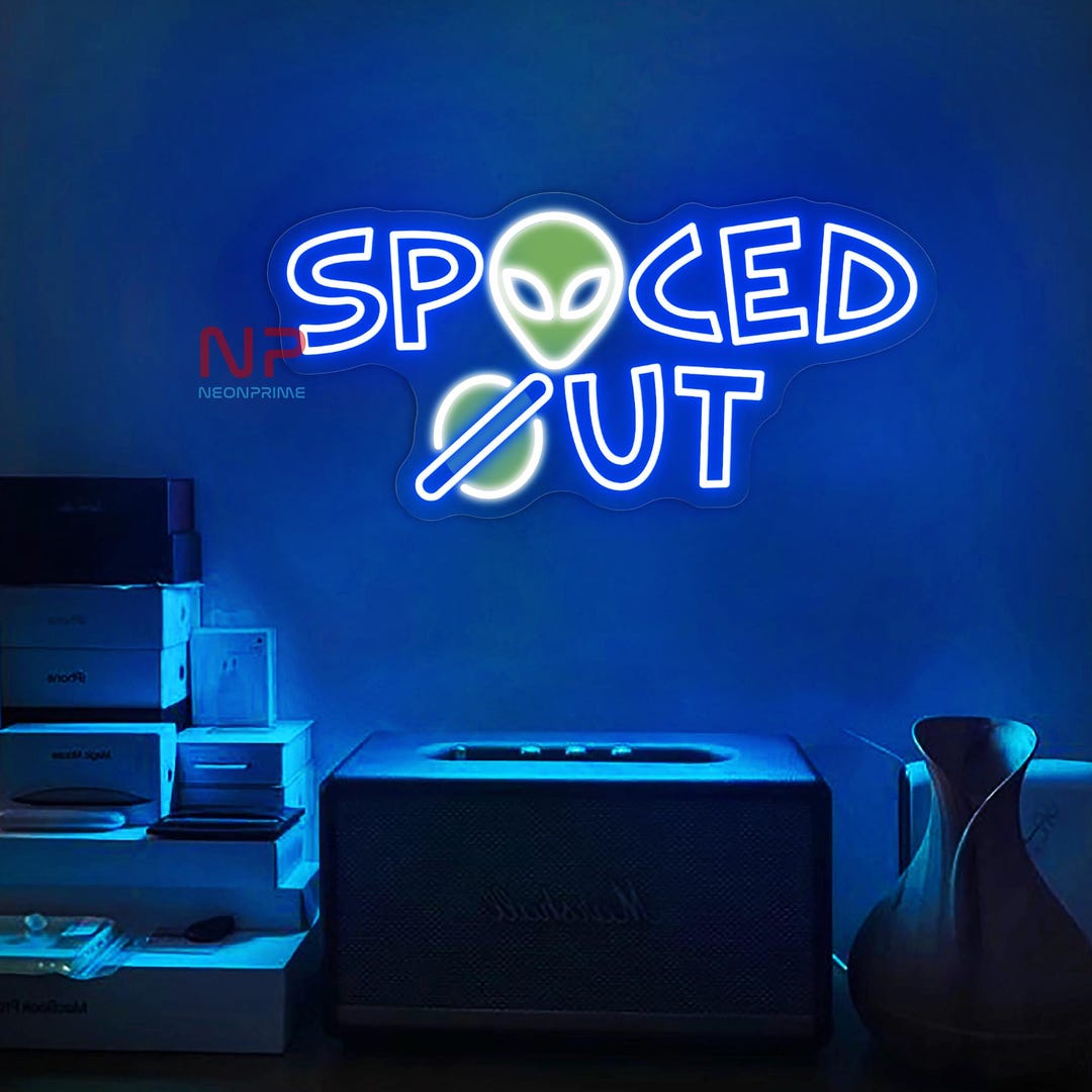 Spaced Out Neon Sign, Alien Spaceman Astronaut Neon Sign, Space LED ...