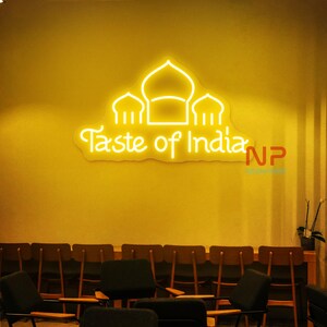 Taste of Indian Neon Sign, Indian Food Sign, Opening Gift, Restaurant ...