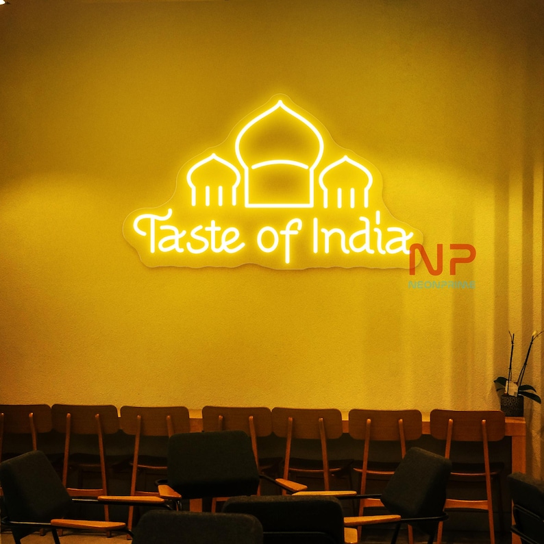 Taste of Indian Neon Sign, Indian Food Sign, Opening Gift, Restaurant ...