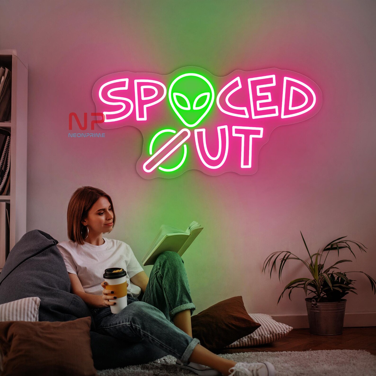 Spaced Out Neon Sign, Alien Spaceman Astronaut Neon Sign, Space LED ...