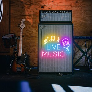 Live Music Neon Sign, Studio Lights, DJ Sign, LED Neon Sign, Recording ...
