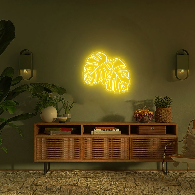 Monstera Leaf Neon Signs, Plant Neon Sign, Custom Neon Sign, Green Leaf ...