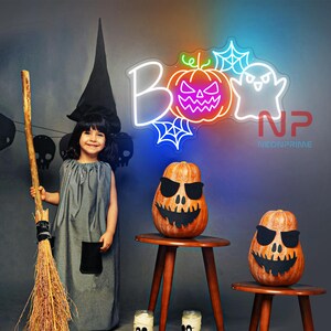 Boo Corn Neon Sign, Boo Neon Sign, Halloween Neon Sign, Ghost Neon Sign ...