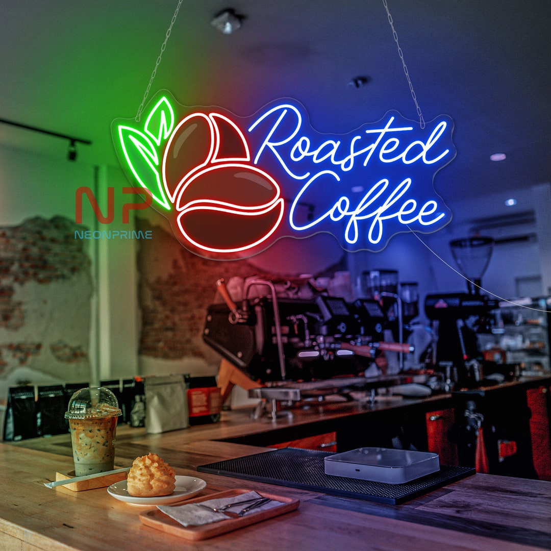 Roasted Coffee Neon Sign, Coffee Beans Neon Sign, Coffee Shop Decor ...