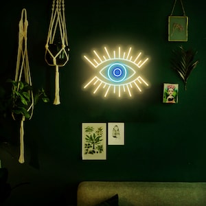 Evil Eye Neon Sign, Anime Neon Sign, Neon Sign Bedroom, Good Luck Sign ...