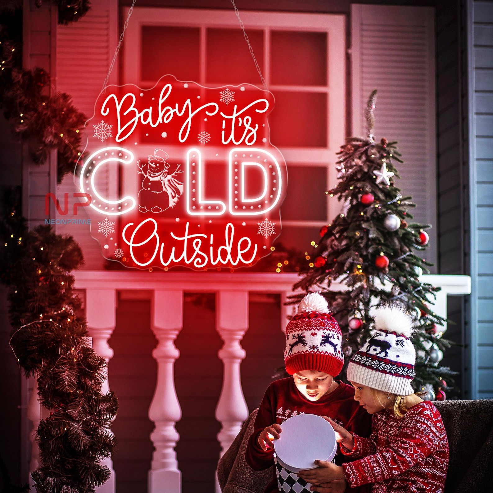 Baby It's Cold Outsider Neon Sign, Christmas Wall Decor, Holiday ...