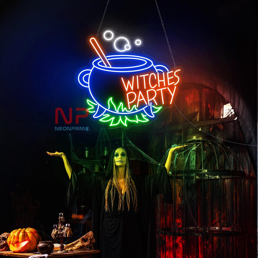 Witch Party Neon Sign, A Musk Neon Sign, Horror Decor Sign, Halloween ...