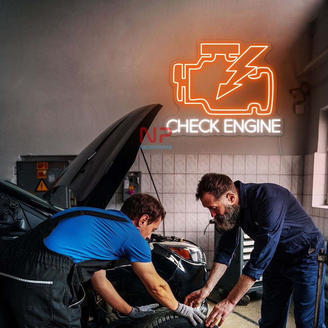 Father's Day Gift Check Engine Neon Sign Car Check Engine Light Sign ...