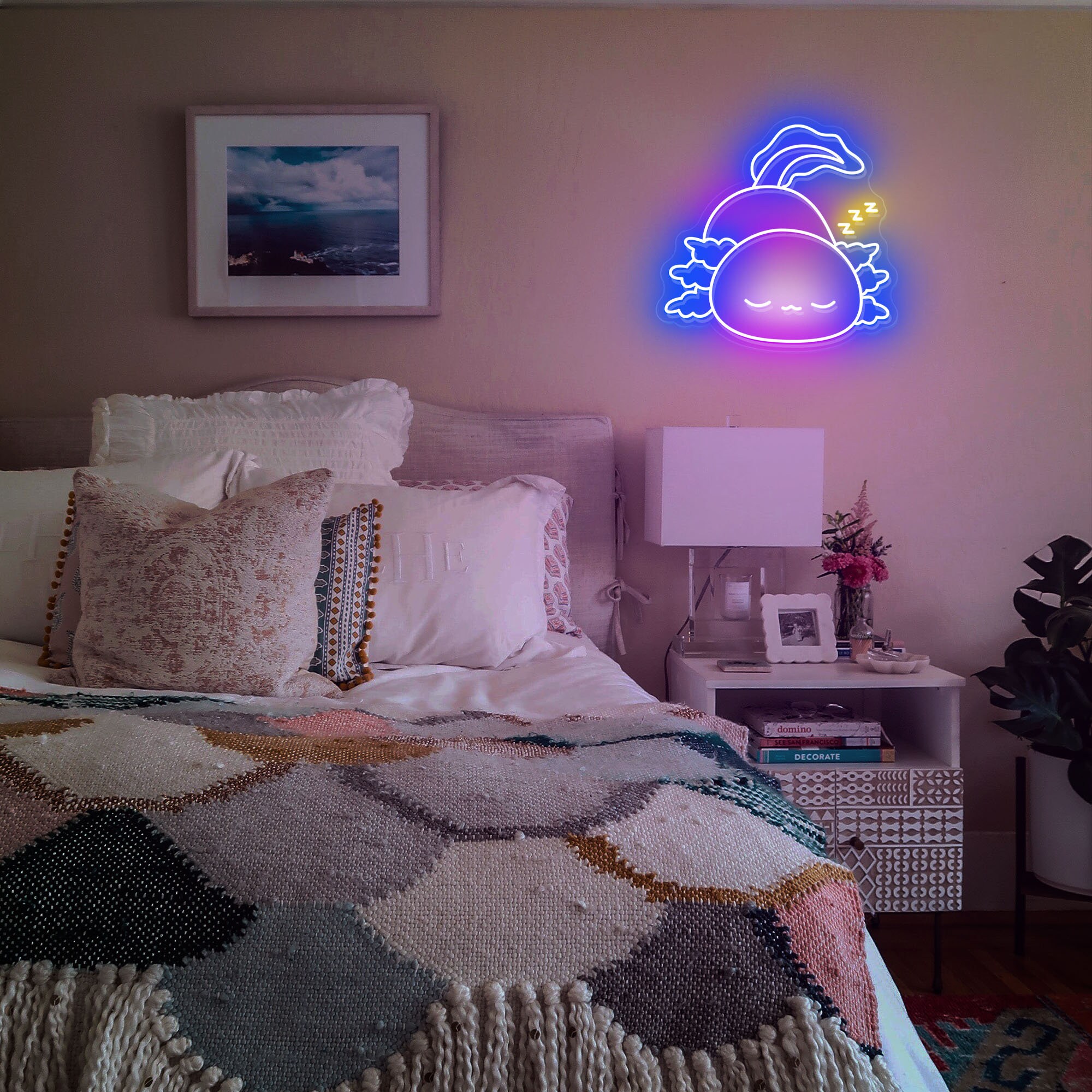 Axolotl Neon Sign, Axolotl Sleeping, Hologram Light, Kawaii Decor ...