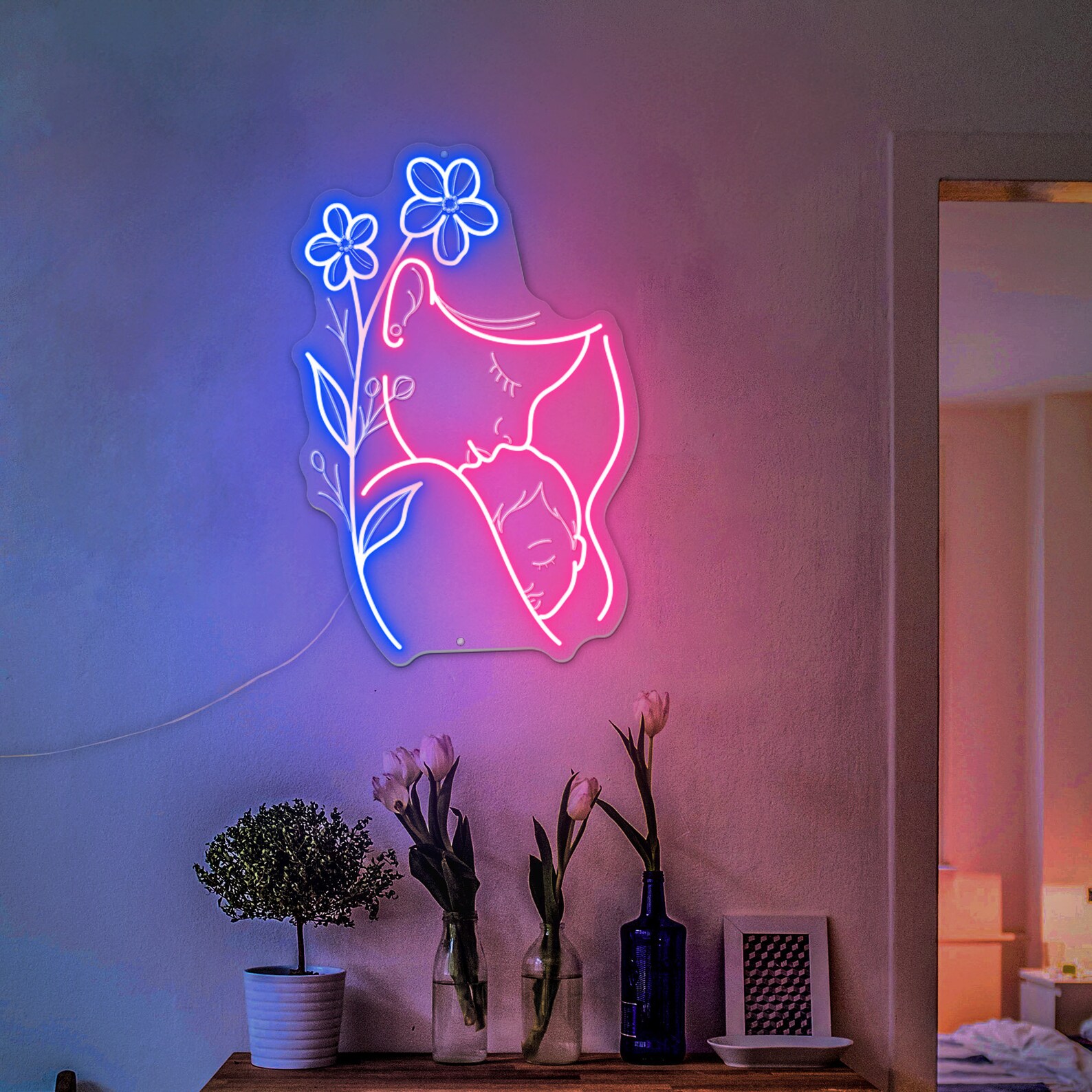 Mother Hug Baby Neon Sign Mother's Day Gift Mother's Day Gift for Mom ...
