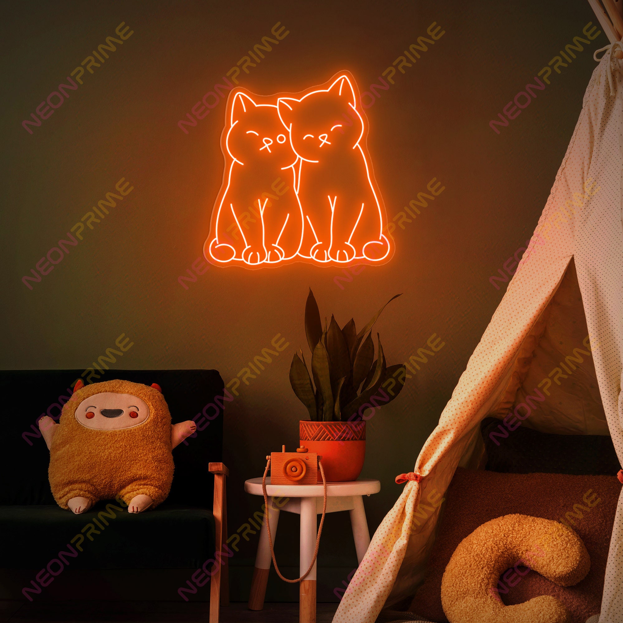 Two Cat Neon Signs, Cute Cat Led Signs, Cat Wall Decor, Pet Lover Gifts ...